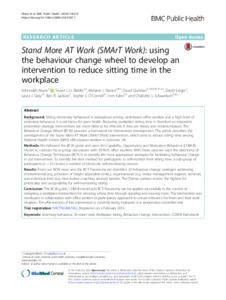 Stand More at Work (SMArT Work): using the behaviour change wheel to ...