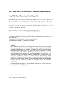 Block mode delivery for studio design teaching in higher education | VU ...